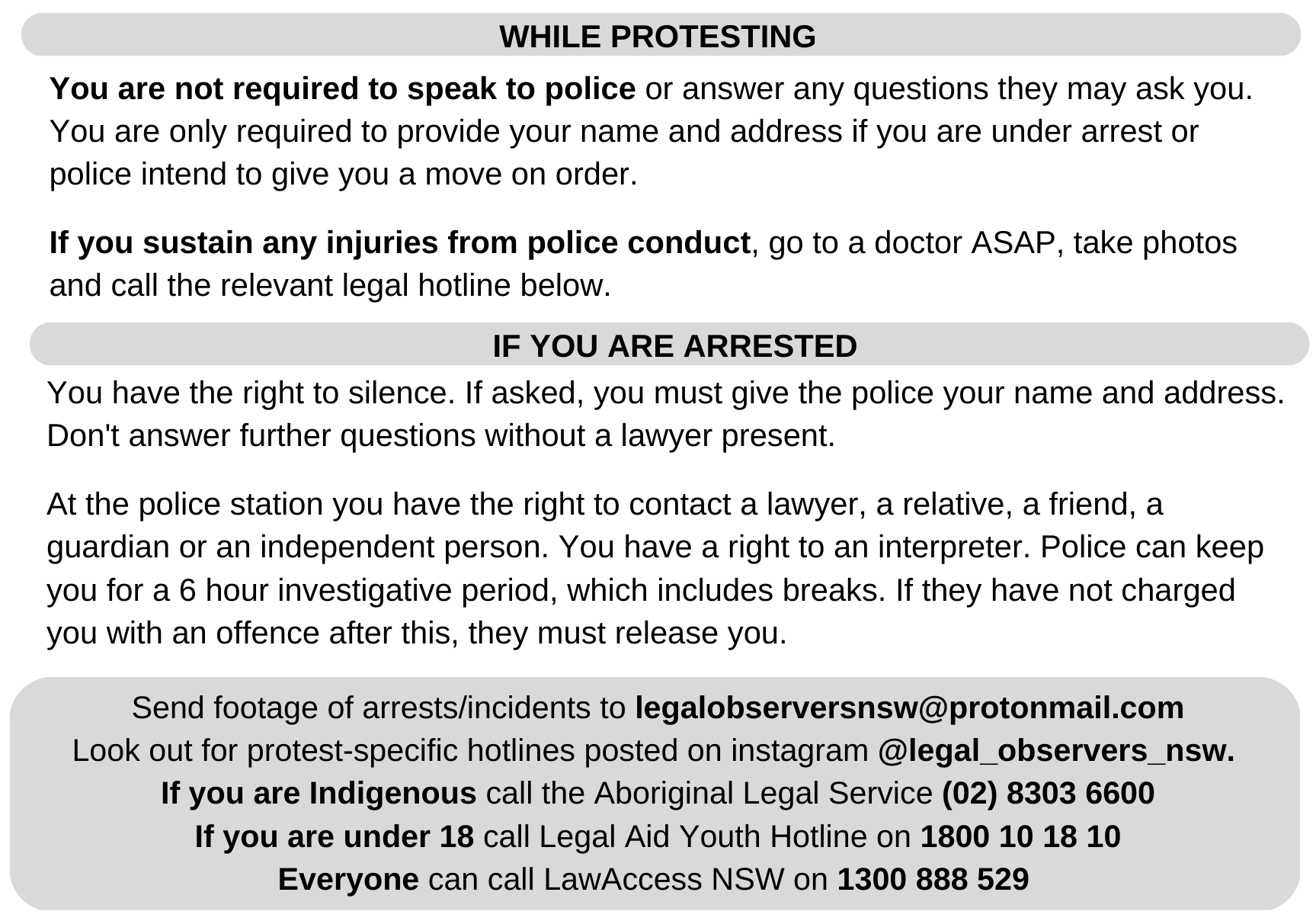Resources – Legal Observers NSW